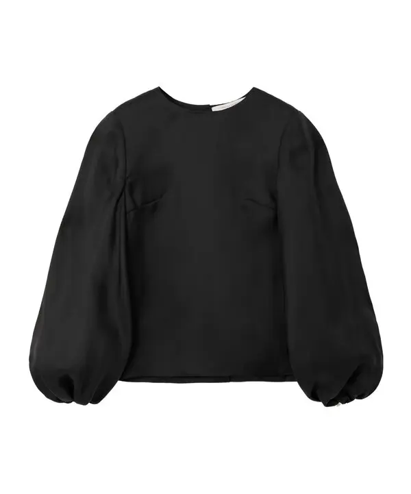 Carolina Herrera Silk Crew Neck Shirt With Flowy Sleeves - Black