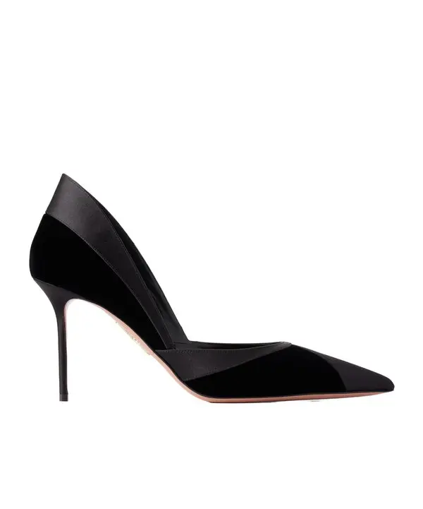AQUAZZURA Velvet And Satin Pumps - Black