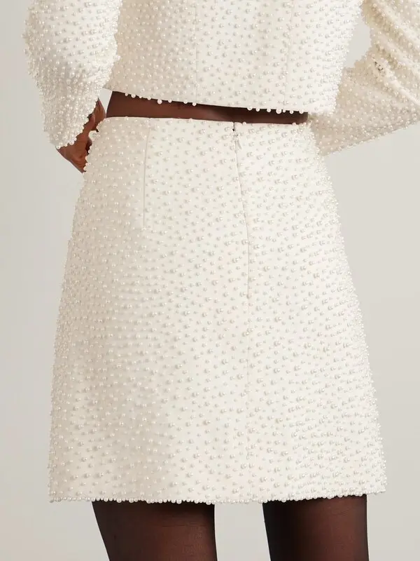 Carolina Herrera Embellished Wool-blend Crepe Mini Skirt