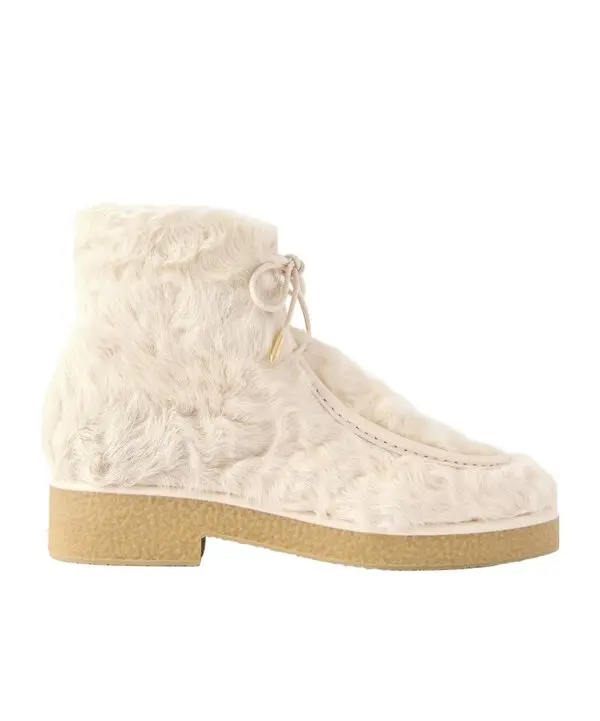 AQUAZZURA Solid Color Shearling Boots - Nude