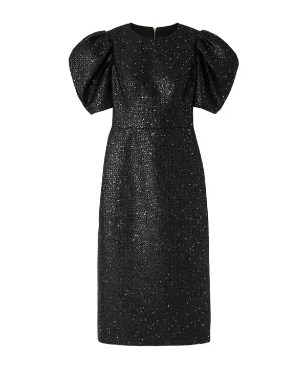 Carolina Herrera Sequined Puff Sleeve Dress - Black