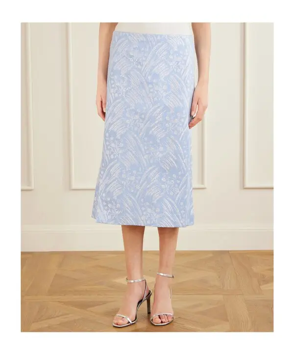 Tory Burch Floral Jacquard Metallic Midi Skirt