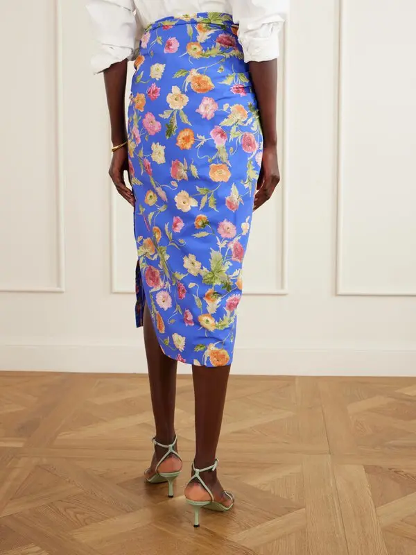 Carolina Herrera Pleated Printed Midi Skirt