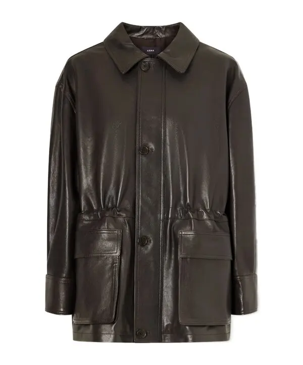 ARMA Solid Color Leather Jacket - Black