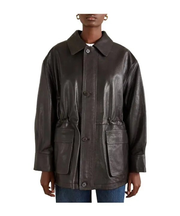 ARMA Solid Color Leather Jacket
