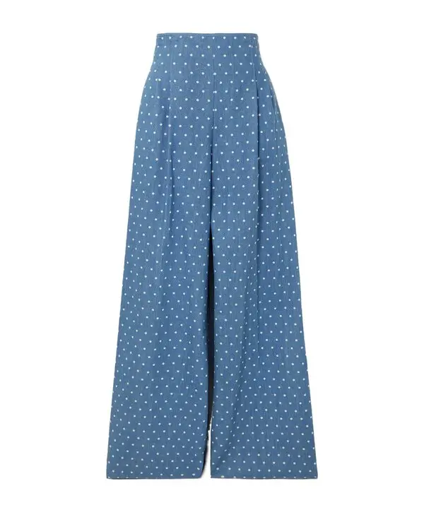 Carolina Herrera Marisol Polka-dot Pleated Wide-leg Jeans - Blue
