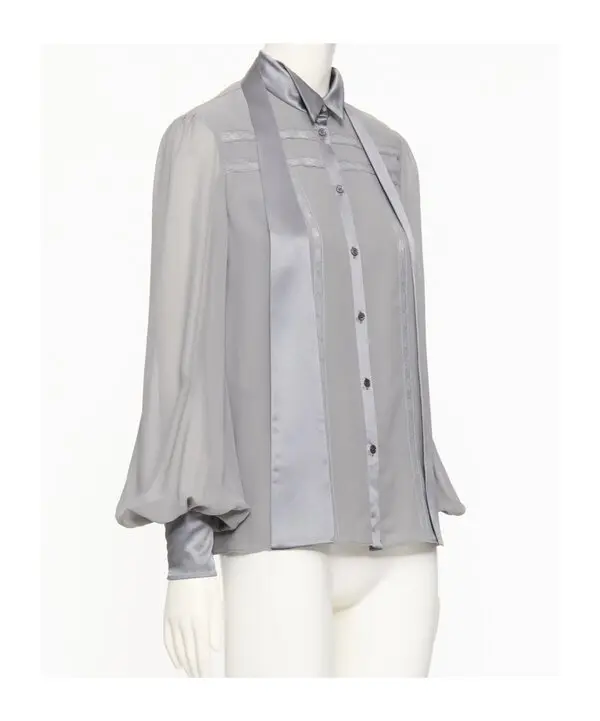 Valentino Garavani Long Sleeve Bow Collar Blouse