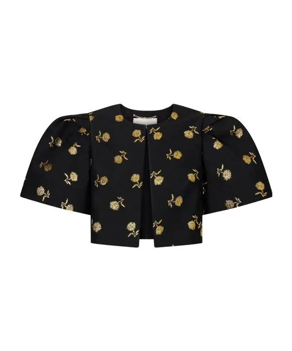 Carolina Herrera Cropped Embroidered Jacquard Evening Jacket - Black