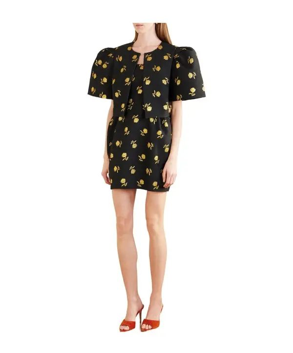 Carolina Herrera Cropped Embroidered Jacquard Evening Jacket