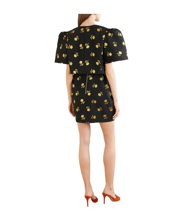 Carolina Herrera Cropped Embroidered Jacquard Evening Jacket