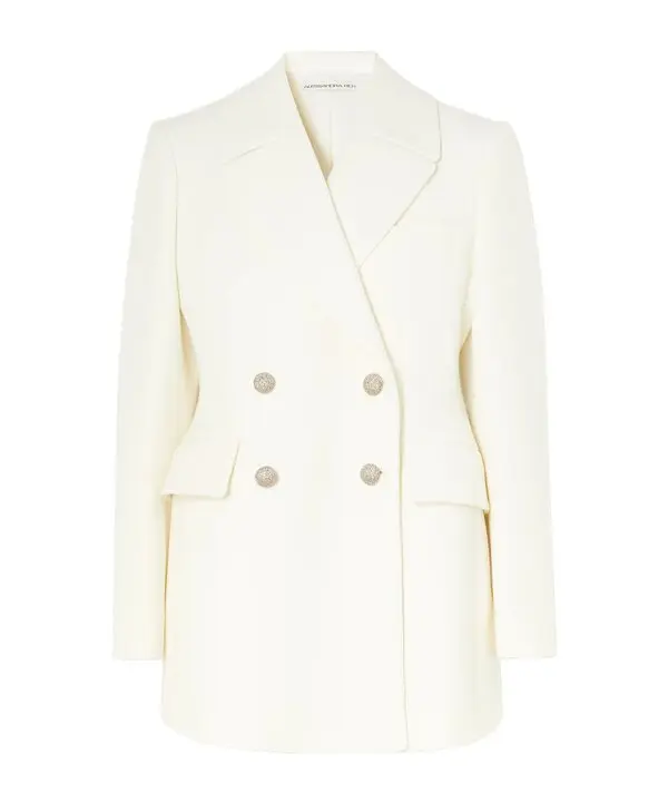 Alessandra Rich Double-breasted Wool Blazer - White
