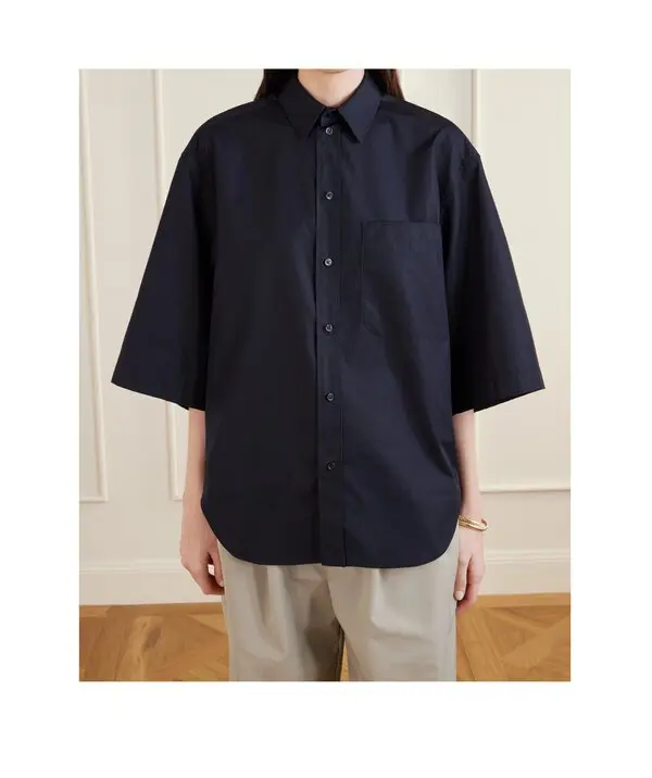 Wardrobe.NYC Short Sleeve Buttoned Shirt With Patch Pocket