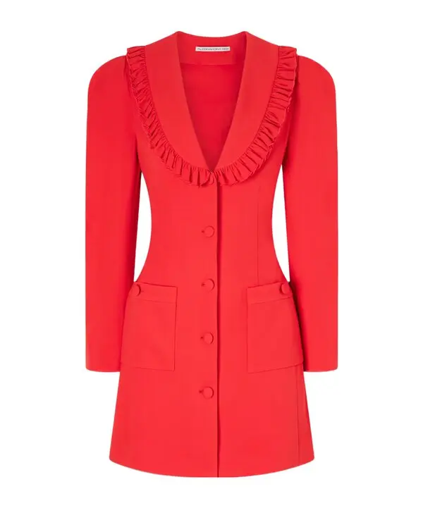 Alessandra Rich Ruffled Cady Mini Dress - Red
