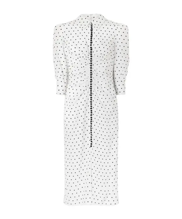 Carolina Herrera Polka Dot Button Detailed Dress - White