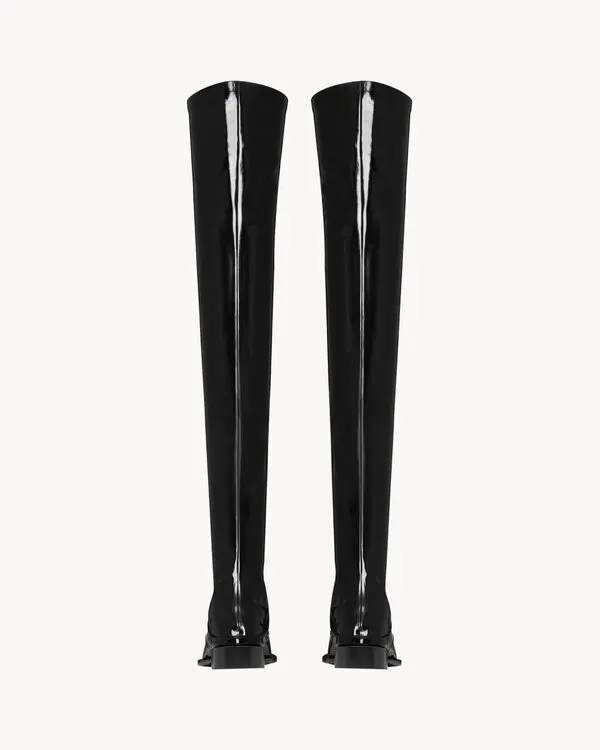 Saint Laurent Romeo Cuissardes En Cuir Verni Et Vinyle