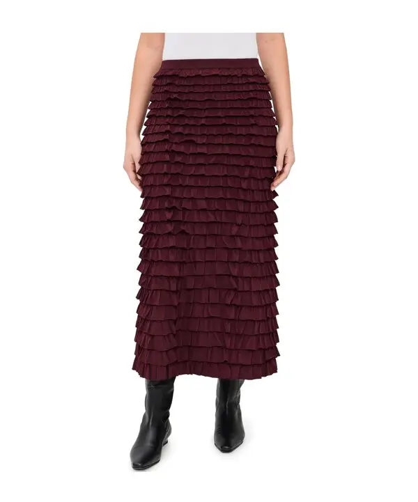 Ulla Johnson Layered Ruffle Midi Skirt - Claret