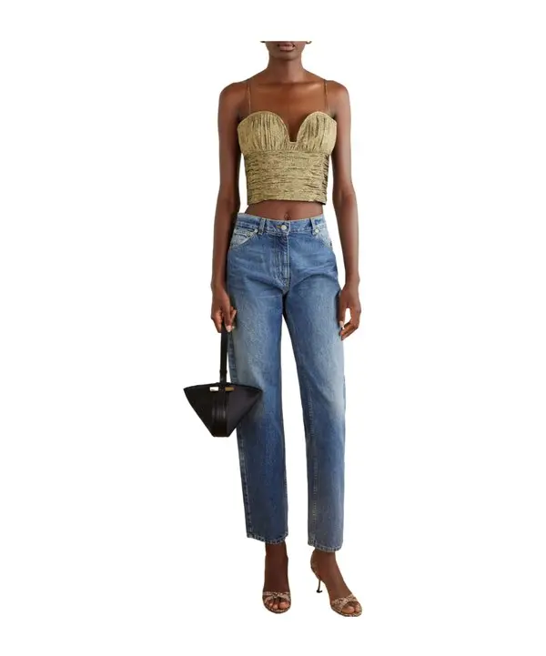 Ulla Johnson Cropped Metallic Taffeta Tank