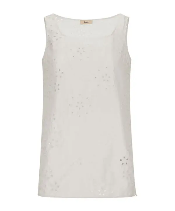 Herno Eyelet Square-neck Top - White