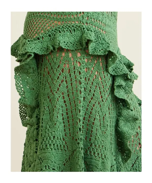Ulla Johnson Ruffled Crocheted Cotton Midi Skirt