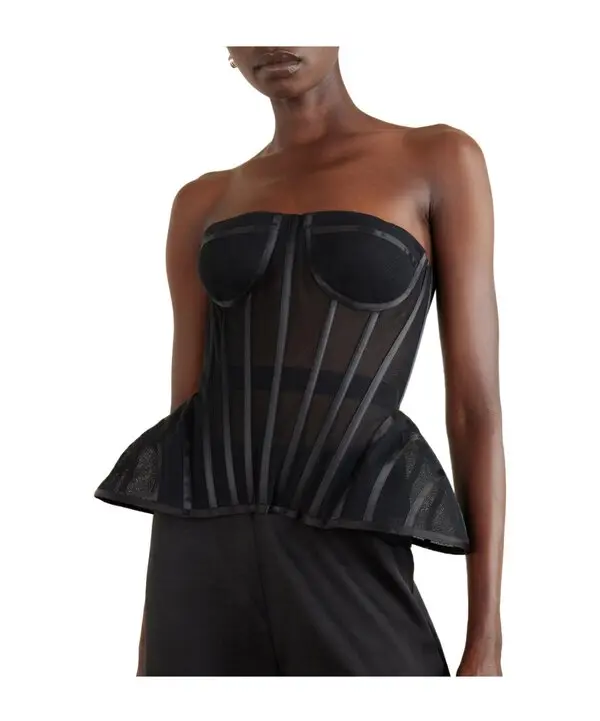 Carolina Herrera Strapless Tulle Bustier Top