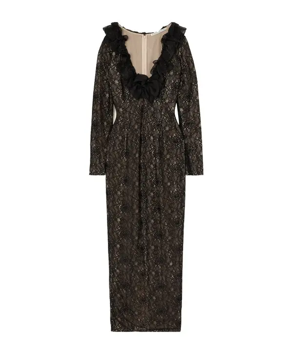 Alessandra Rich Bow-knot Ruffle Dress - Black