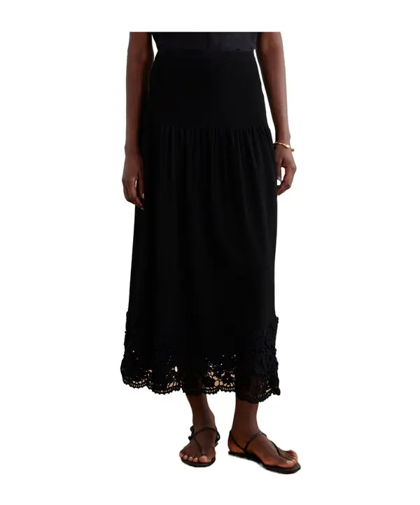Ulla Johnson Crochet Trim Midi Skirt