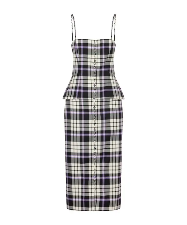 Carolina Herrera Checked Wool-blend Midi Dress - Gray
