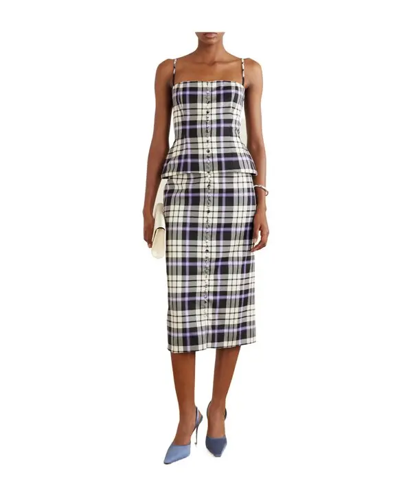 Carolina Herrera Checked Wool-blend Midi Dress