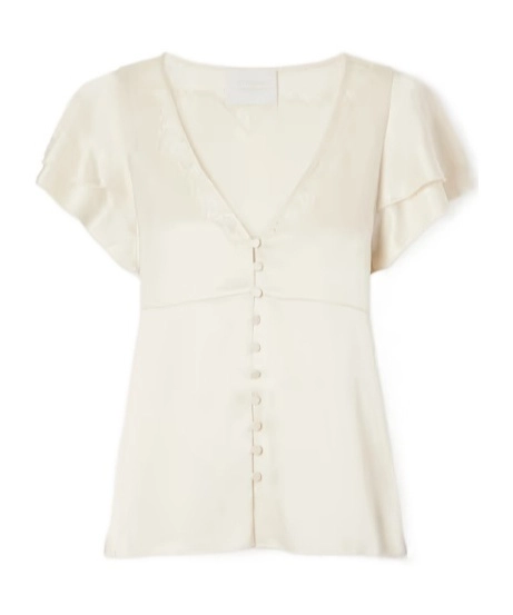 Citizens Of Humanity Lola Flutter Lace-trimmed Satin Blouse - Cream