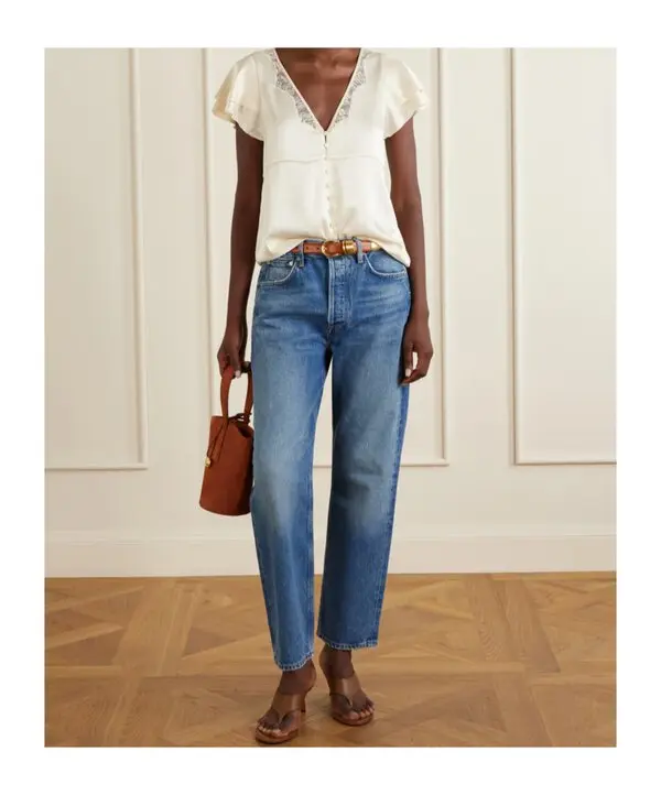 Citizens Of Humanity Lola Flutter Lace-trimmed Satin Blouse - Cream