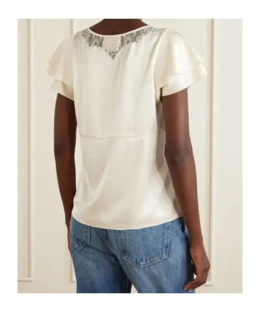 Citizens Of Humanity Lola Flutter Lace-trimmed Satin Blouse - Cream