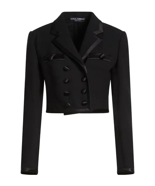 Dolce & Gabbana Double-breasted Blazer With Satin Trims - Black