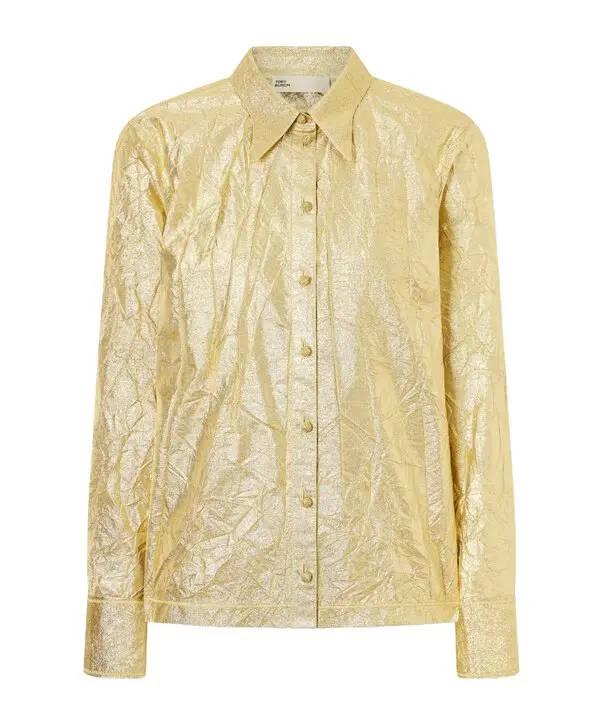 Tory Burch Crushed Silk Shirt - Gold