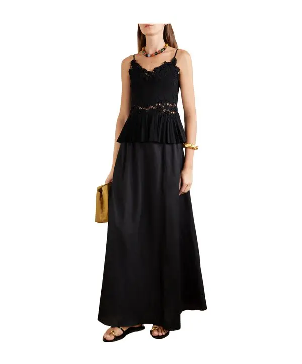 Ulla Johnson Pleated Crochet-trimmed Ribbed Jersey Tank