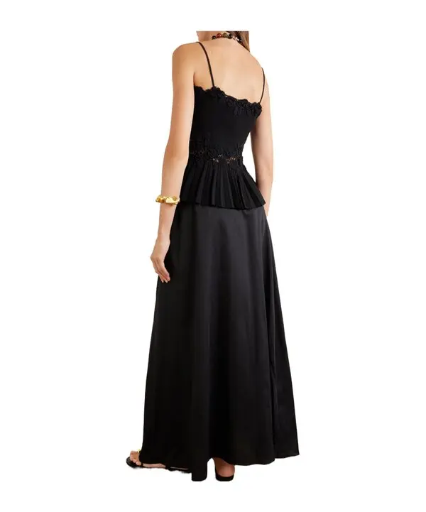 Ulla Johnson Pleated Crochet-trimmed Ribbed Jersey Tank