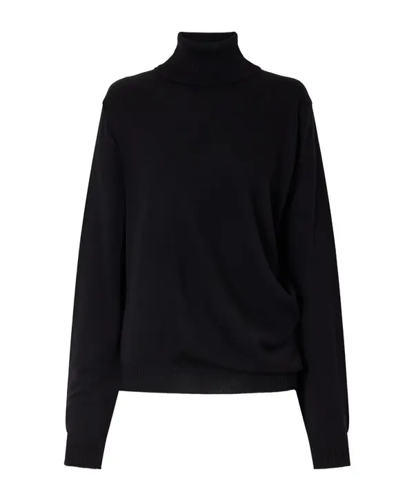 Magda Butrym Gathered Wool Turtleneck - Black