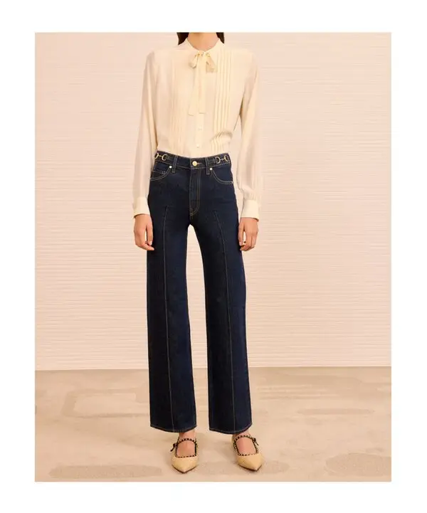 Ulla Johnson Agatha Straight Leg Pintuck Jeans