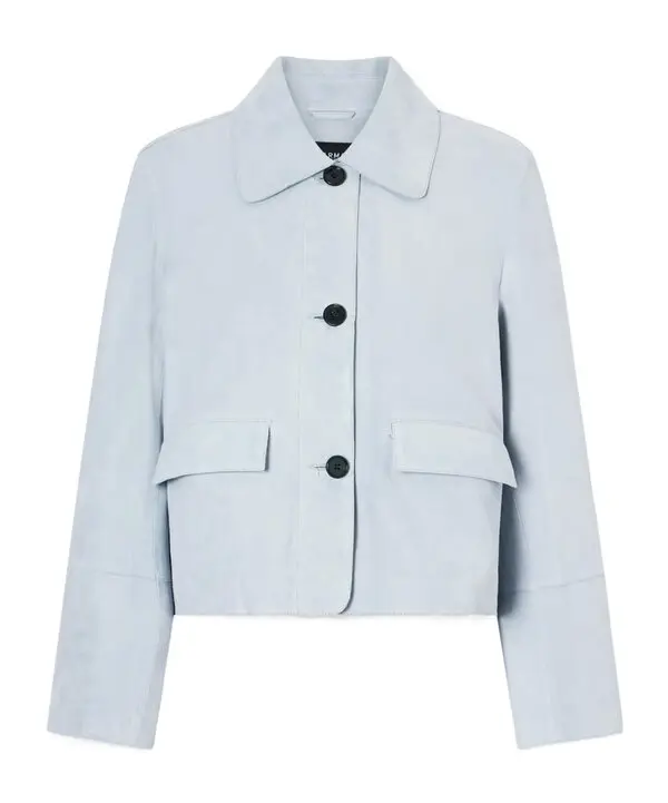 ARMA Cropped Suede Buttonfront Jacket - White