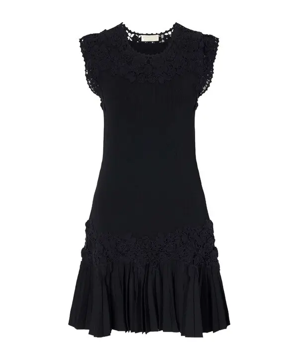 Ulla Johnson Crochet-trimmed Ribbed Mini Dress - Black
