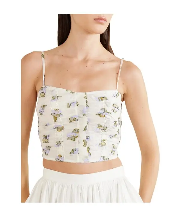 Ulla Johnson Fil Coupé-trimmed Mulberry Silk-blend Organza Bustier Top