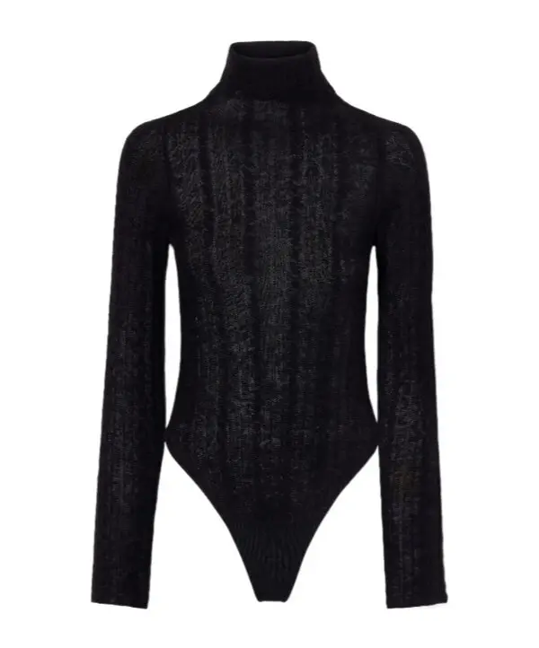 HAIKURE Solidcolor Longsleeve Knit Bodysuit - Black