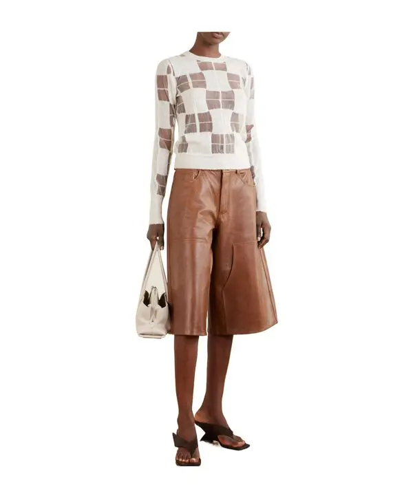 HAIKURE Paul Checked Mesh-trimmed Knitted Sweater