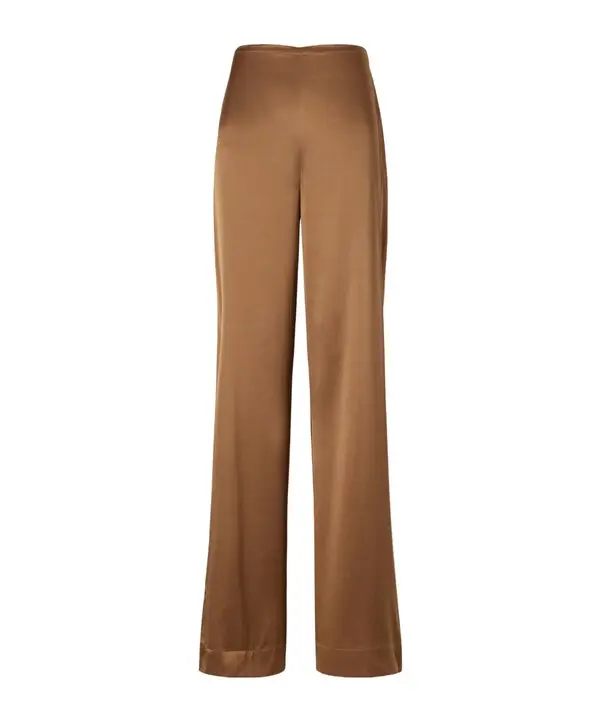 Staud Silk-blend Wide-leg Pants - Brown