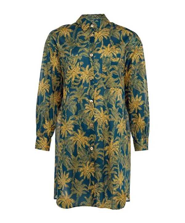 ERES Tropical Print Long-sleeve Mini Shirt Dress - No