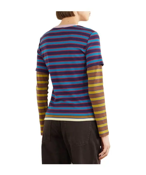 Staud Striped Cotton-jersey T-shirt