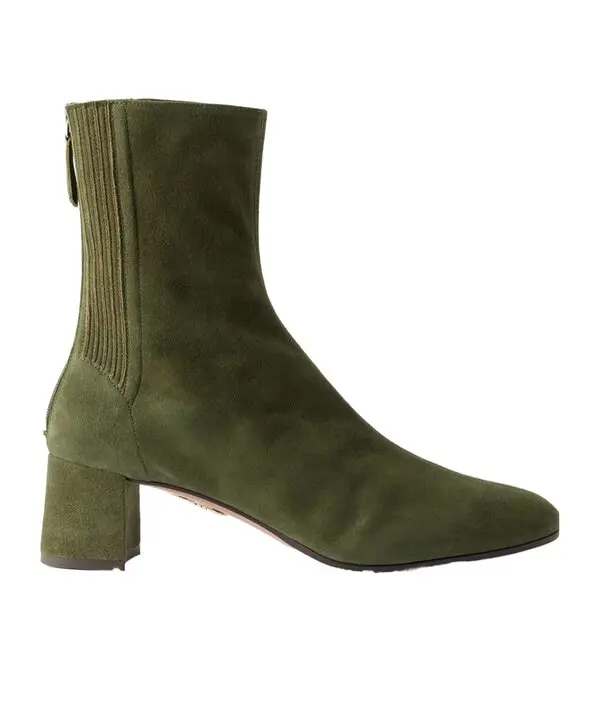 AQUAZZURA Solid Color Suede Boots - Green