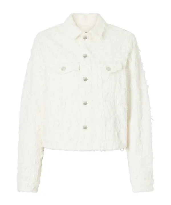 HAIKURE Cherry Frayed Denim Jacket - White