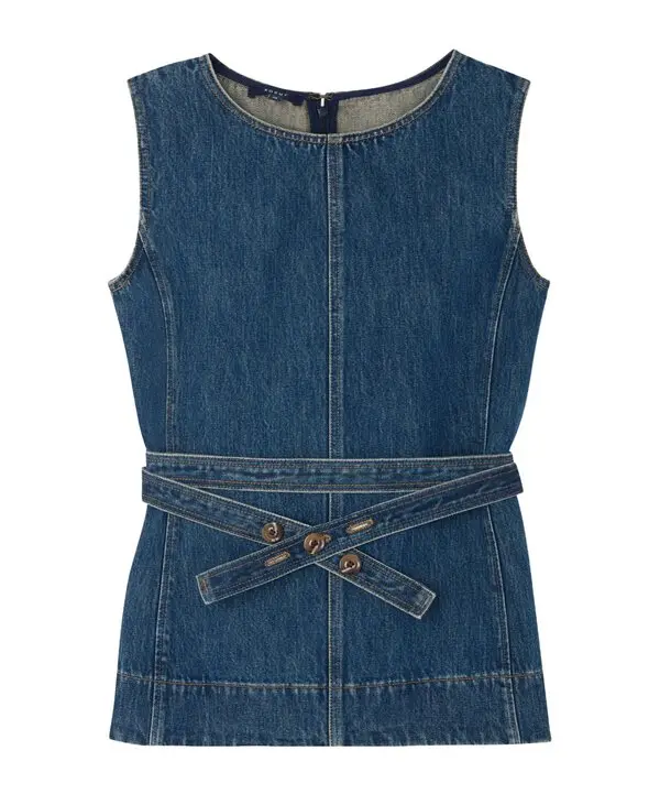 Soeur Denim Top With Belted Waist