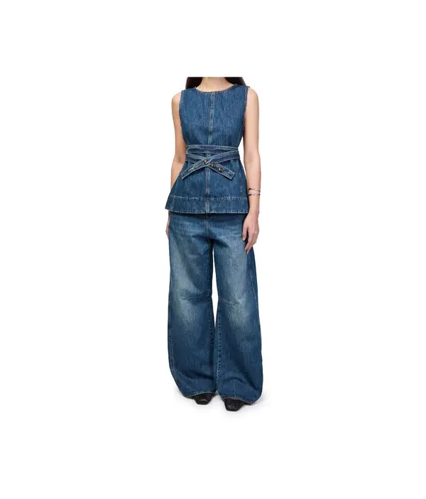 Soeur Denim Top With Belted Waist