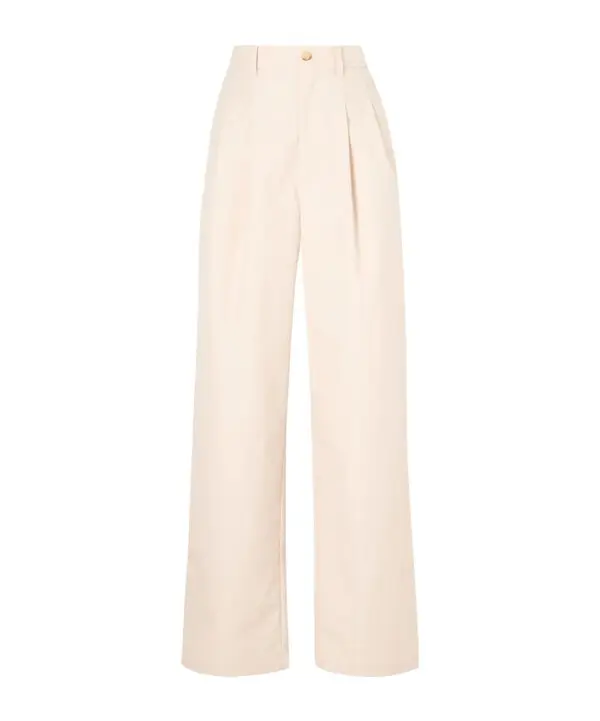 Wardrobe.NYC Pleated Wide-leg Trousers - Beige